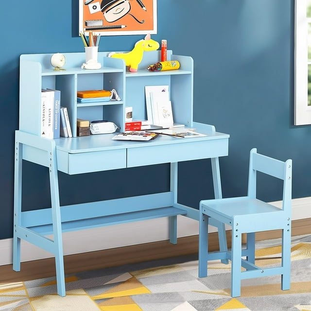 uhomepro Kids Desk and Chair Set, Wooden Study Desk with Storage Girls ...