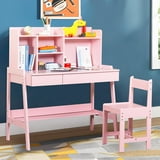 uhomepro Kids Desk and Chair Set, Wooden Study Desk with Storage Girls ...