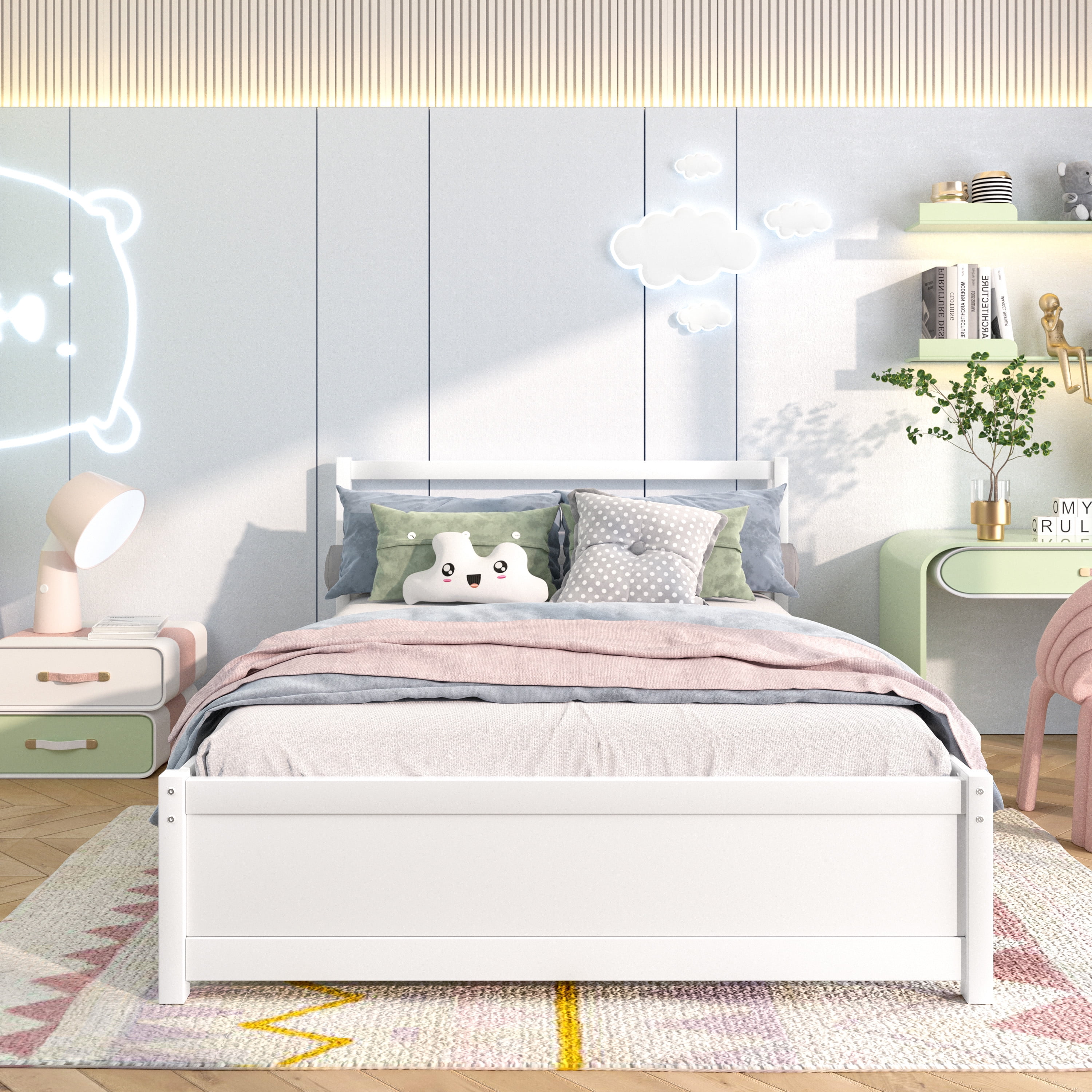 uhomepro Full Size Bed Frame with Storage, Simple Bedroom Design, Heavy ...