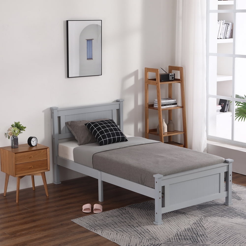 uhomepro Platform Bed Frame with Headboard, Twin Bed Frames, Heavy Duty ...