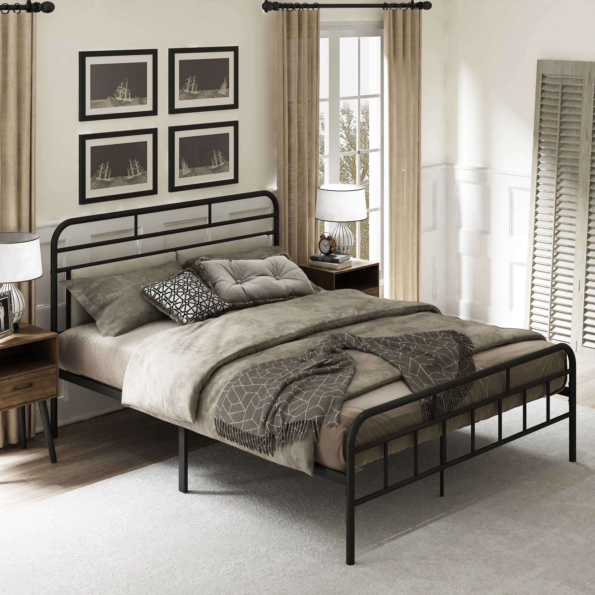 uhomepro Heavy Duty Queen Size Metal Platform Bed Frame with ...