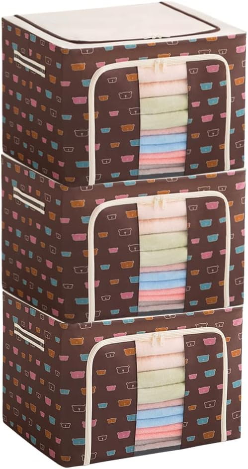 uhygtddLarge Clothes Storage Bins - Stackable Metal Frame Storage Box ...