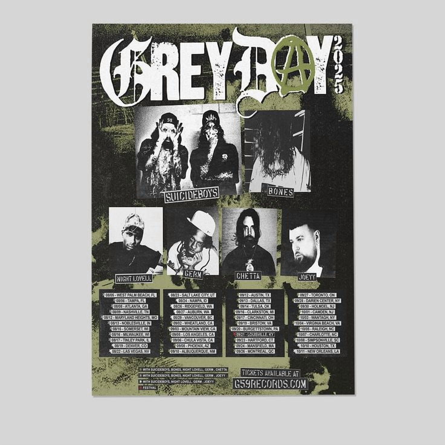 $uicideboy$ 2025 Grey Day Tour poster - Suicideboys music concert Size ...