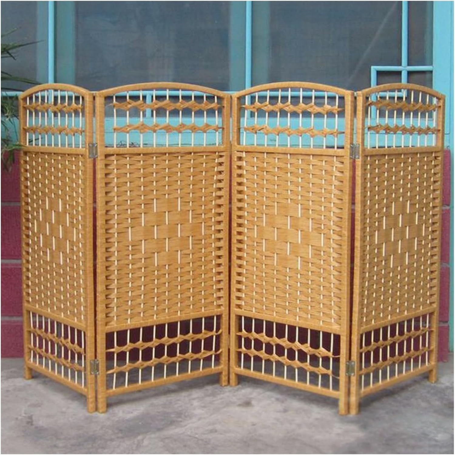 uihgvop Short Room Divider 4 Panels Folding Weave Blackout Privacy ...