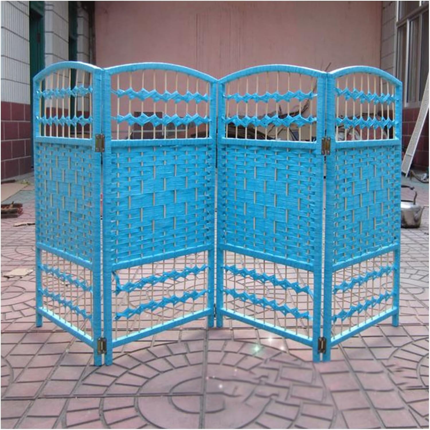 uihgvop Short Room Divider 4 Panels Folding Weave Blackout Privacy ...