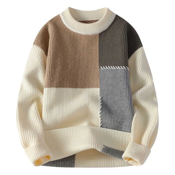 uikmnh Fall Sweater Autumn Winter Crew Neck Sweater Mens Youth Student ...