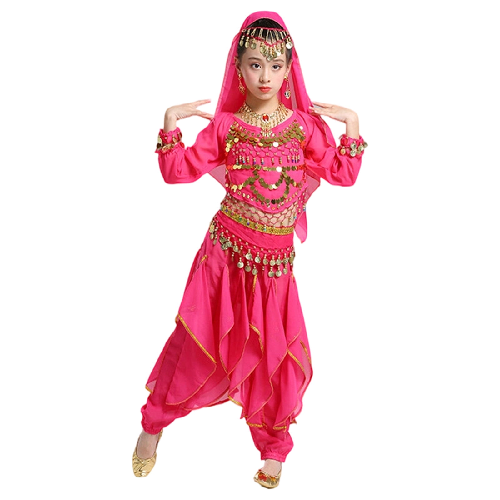 uikmnh Girls Belly Dance Outfit with Pants Folk Dance Practice ...