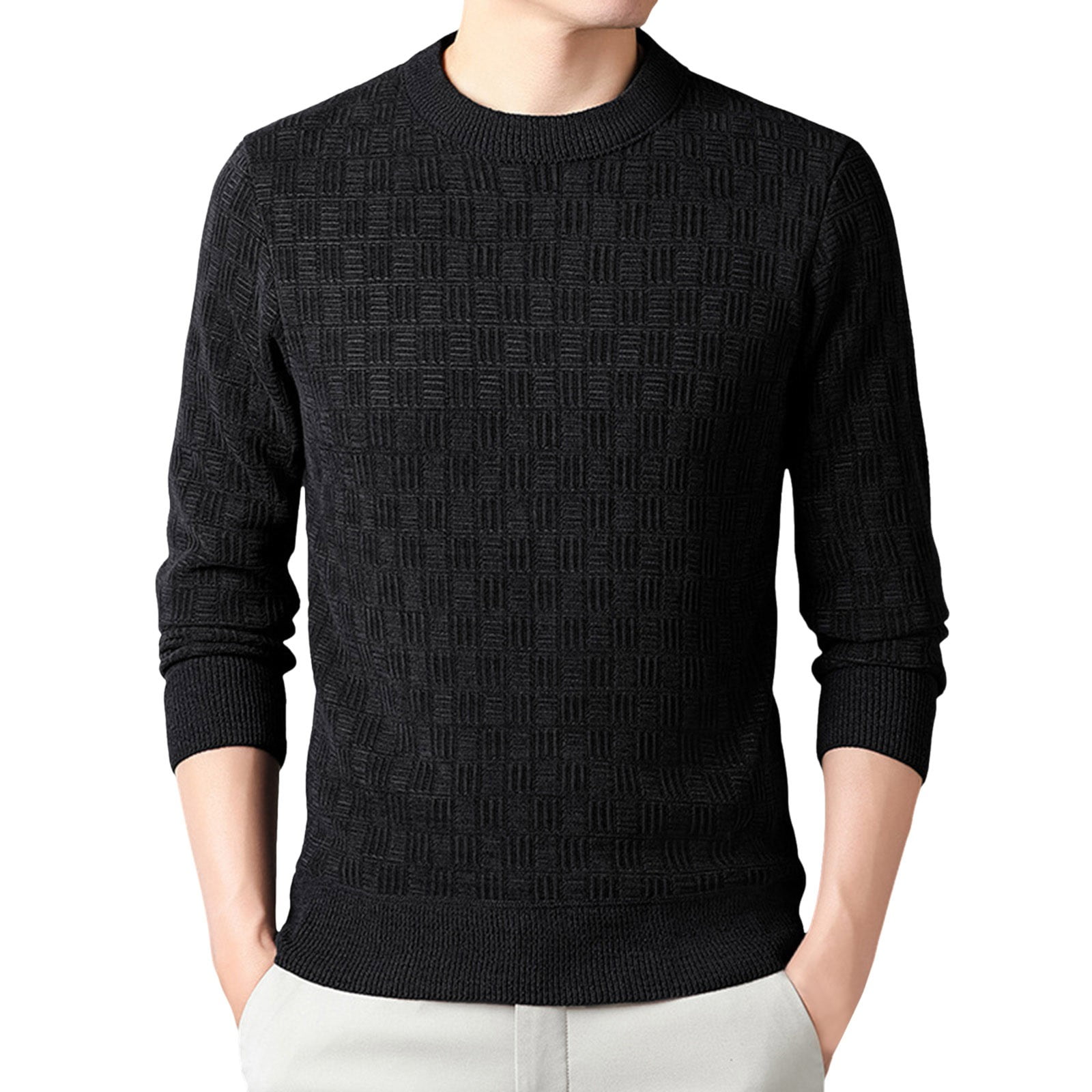 uikmnh Male Autumn and Winter Round Neck Casual Knit Versatile Fashion ...