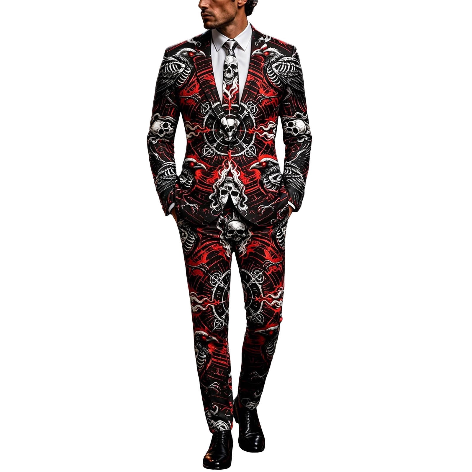 uikmnh Men's Demon Gothic Suit Blazer and Pants, Slim Fit 2 Piece ...