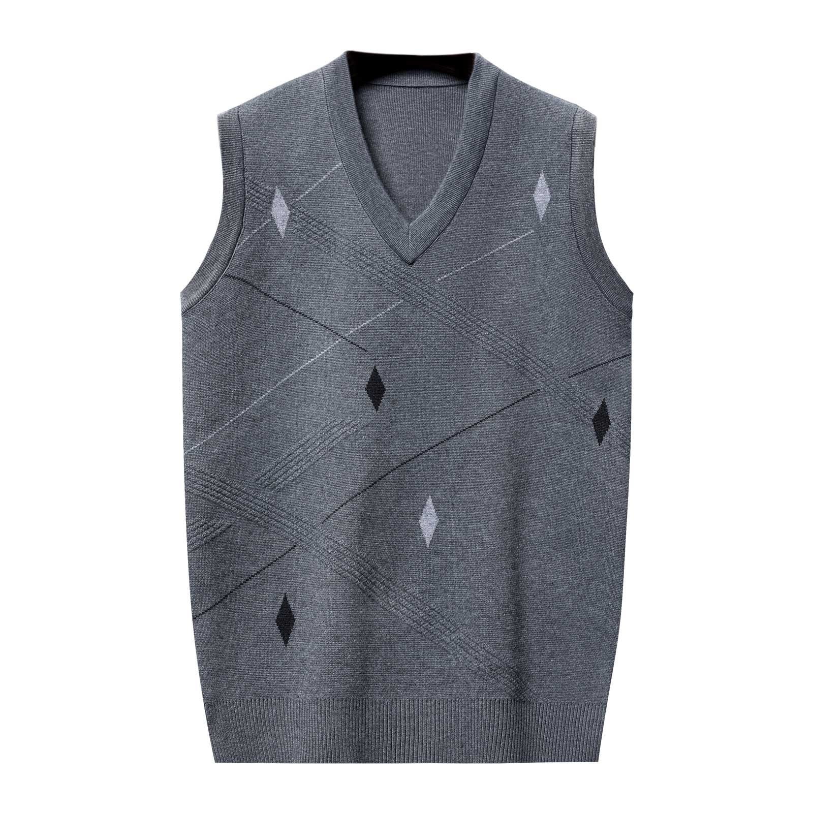 uikmnh Men's Sweaters Pullover Male Knitted Vest Vest V Neck Sleeveless ...