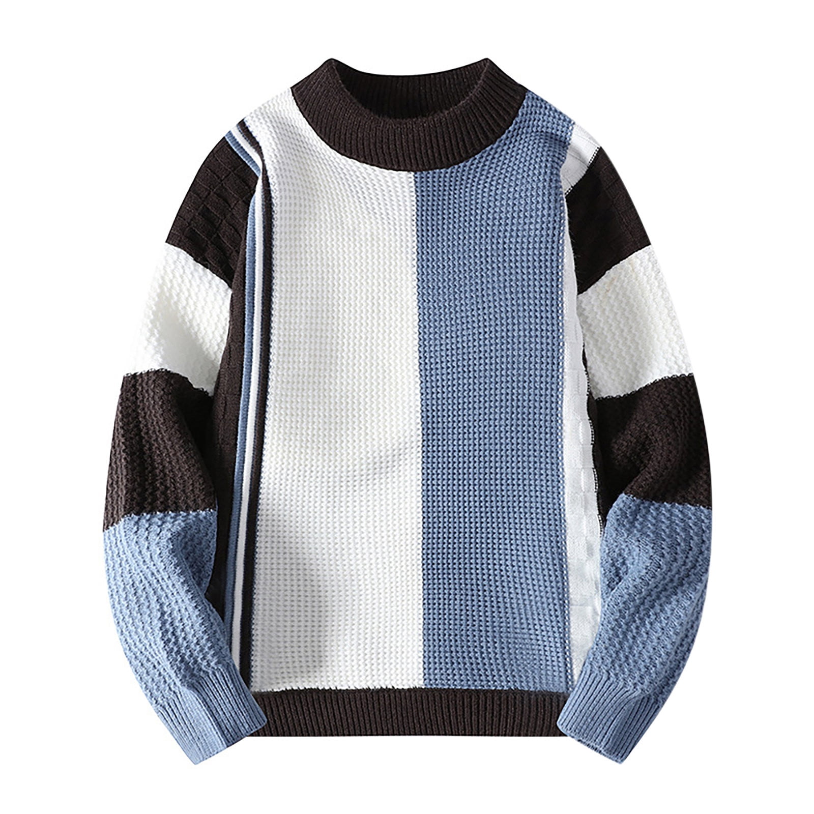 uikmnh Mens Fashion Crewneck Striped Pullover Sweater Knitted Soft ...
