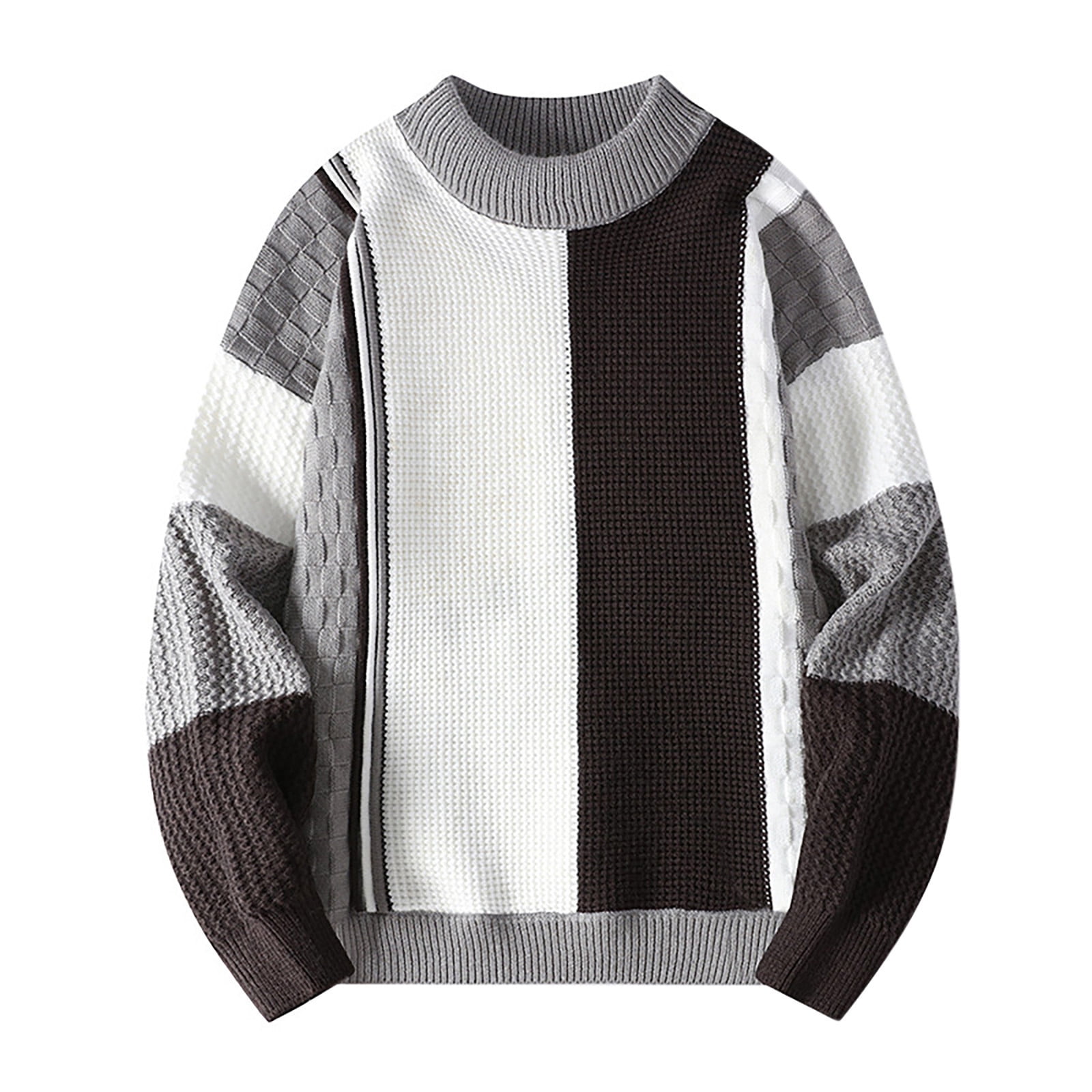 uikmnh Mens Fashion Crewneck Striped Pullover Sweater Knitted Soft ...