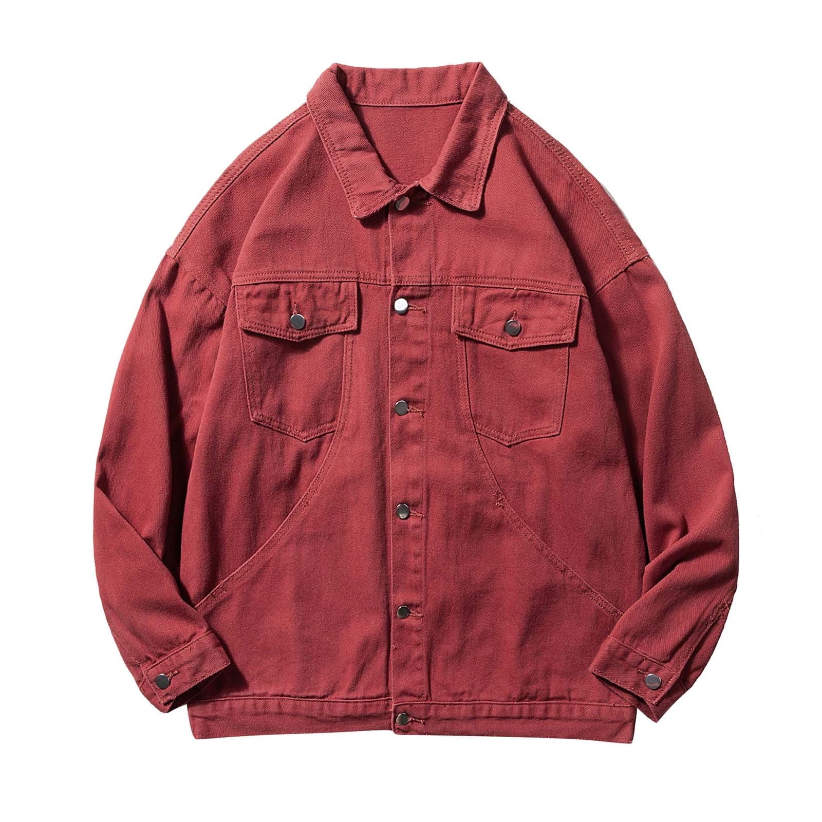 uikmnh Retro Denim Jacket with Multiple Pockets Workwear Popular Denim ...