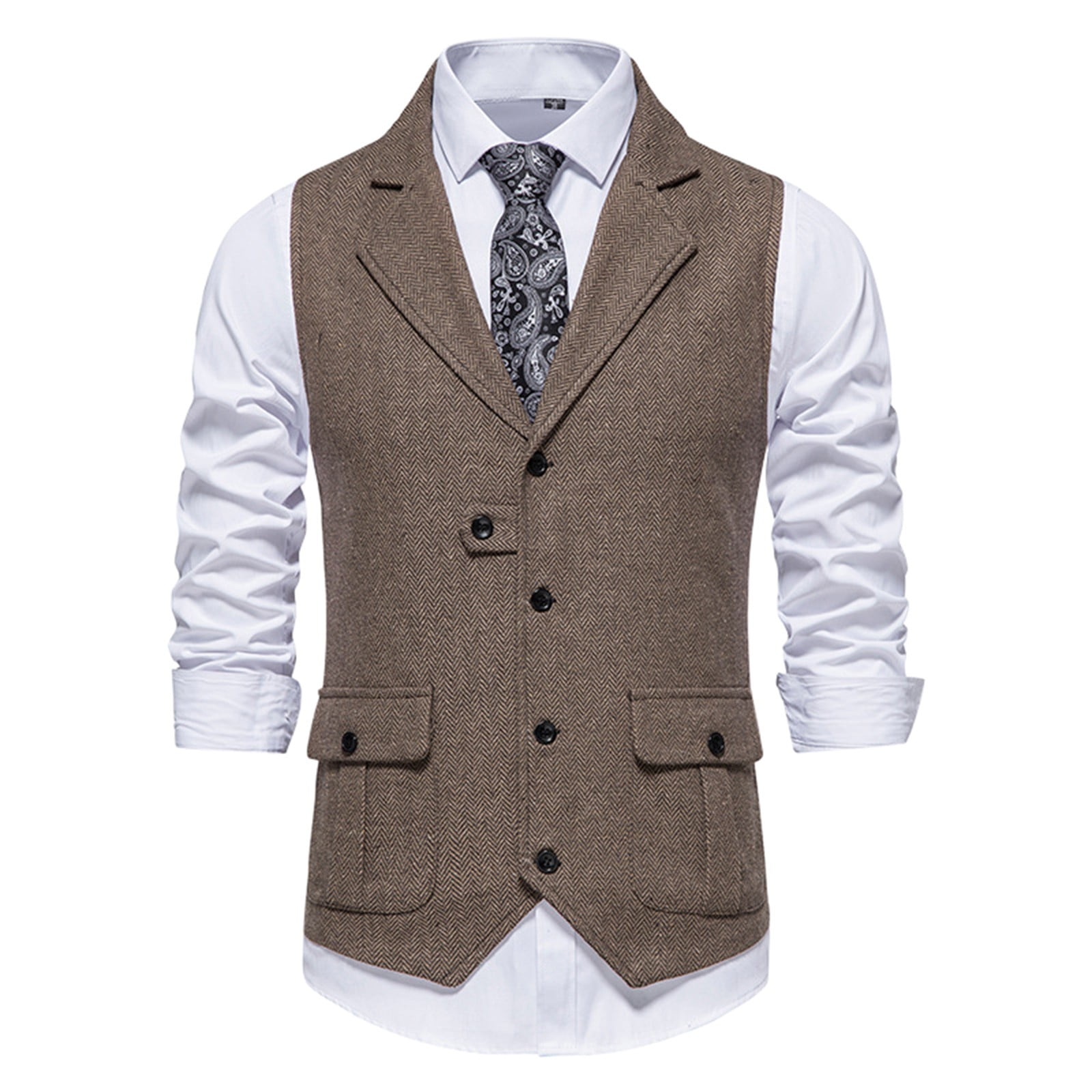 uikmnh Vests for Men European Classic Men's Herringbone Suit with Notch ...