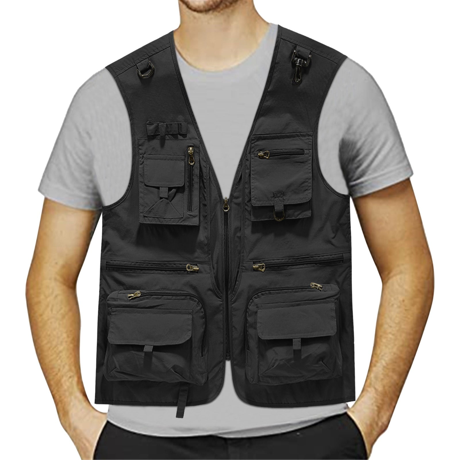 uikmnh Vests for Men Men's Field Jacket Emergency Fishing Pocket ...