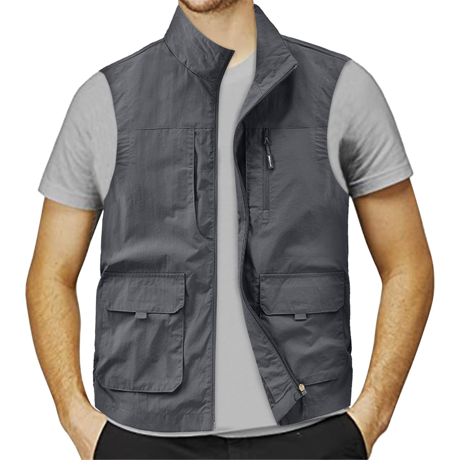 uikmnh Vests for Men Men's Field Jacket Emergency Fishing Utility Vest ...