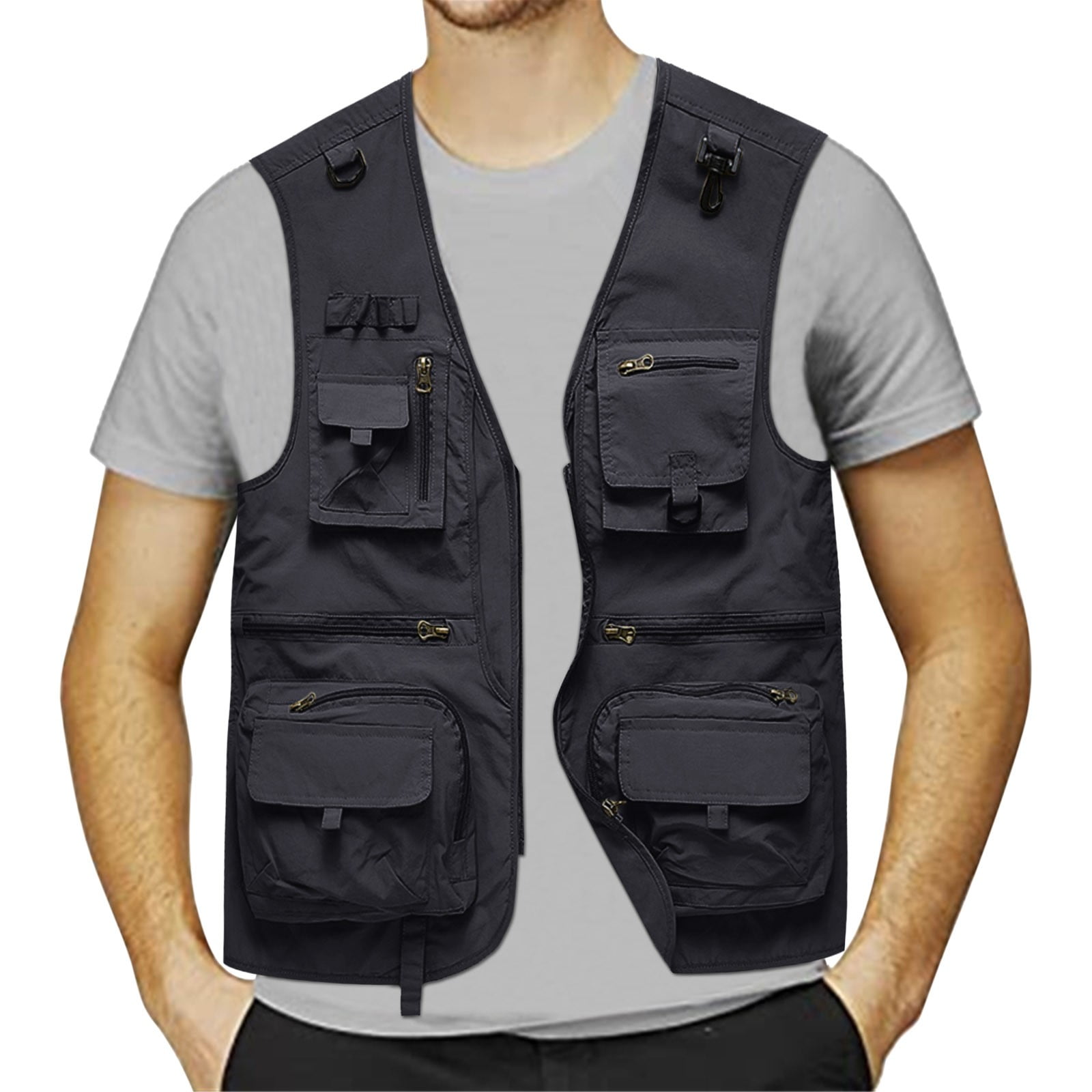 uikmnh Vests for Men Men's Field Jacket Utility Vest with Multiple ...