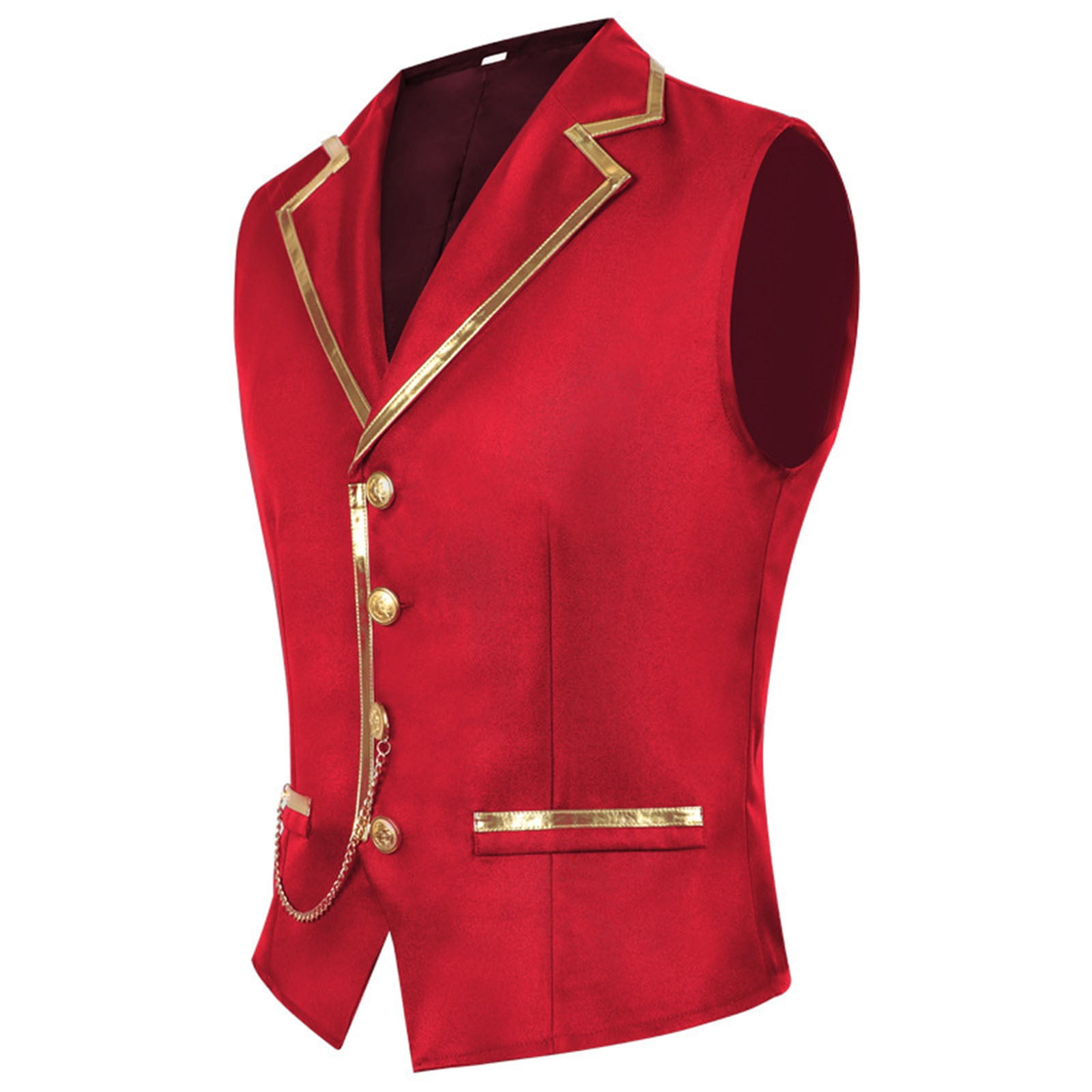 uikmnh Vests for Mens British Style Double Gold Edge Trim formal Suit ...