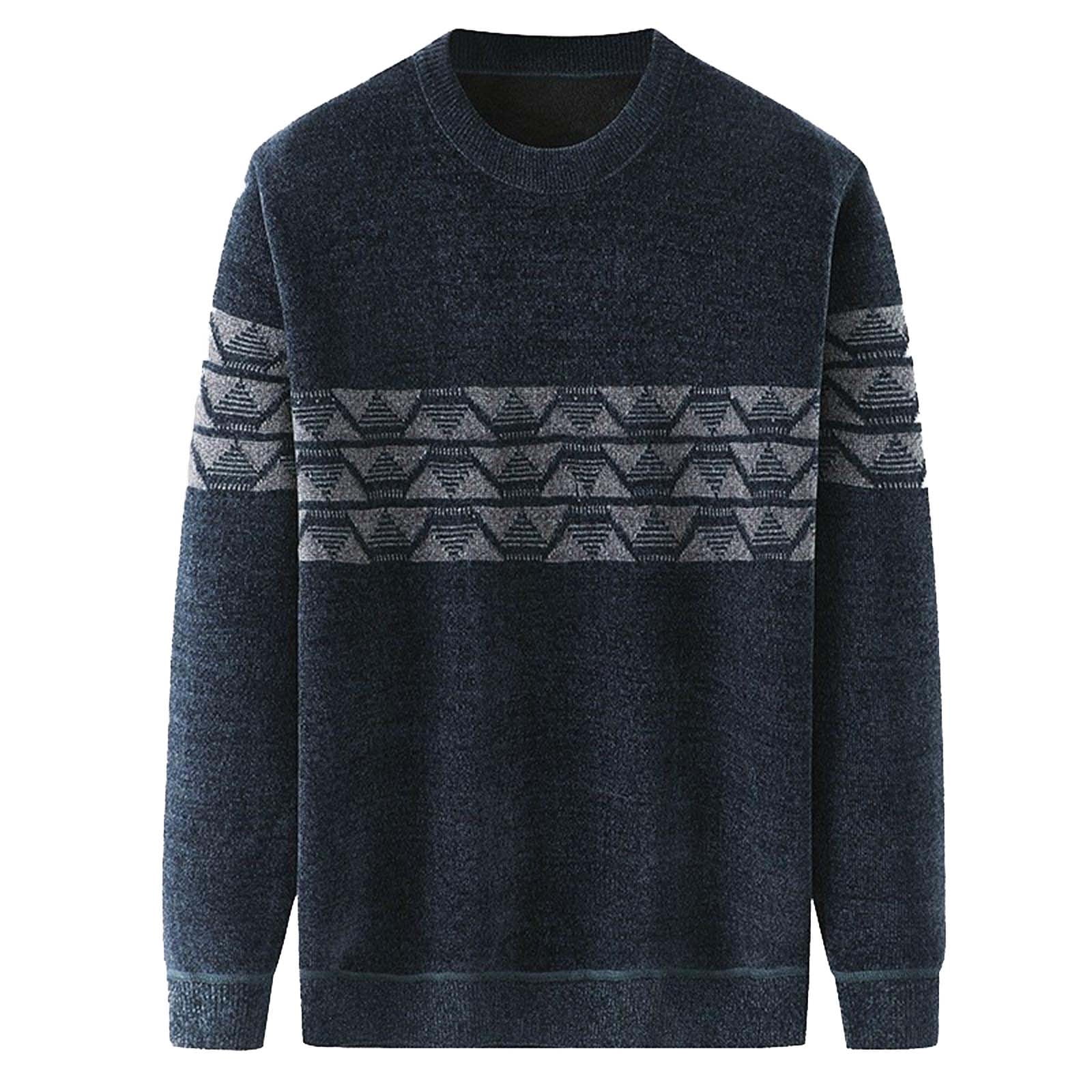 uikmnh Winter Knitted Bottom Shirt for Middle Men's Snowy Sweater with ...