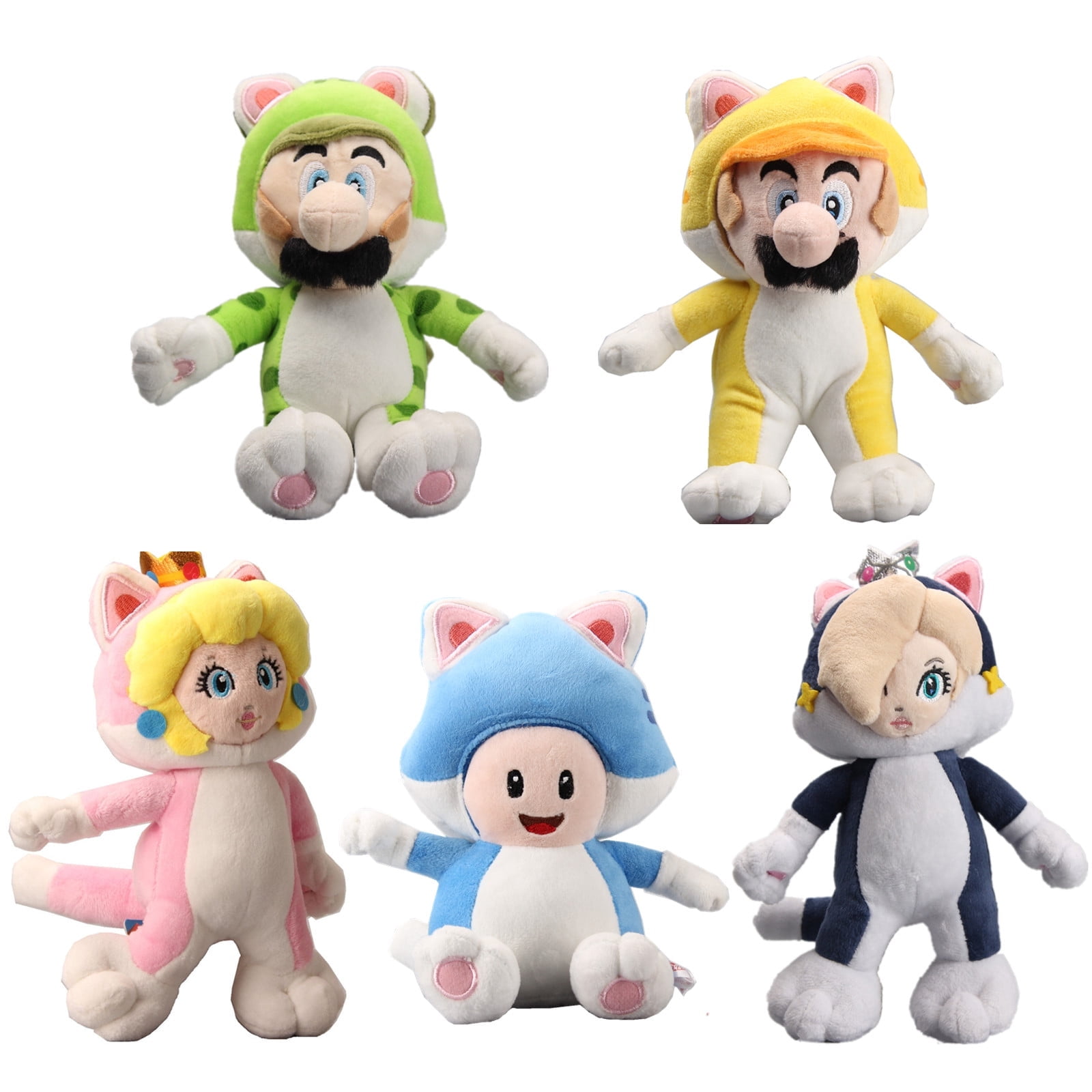 uiuoutoy Super Mario Bros. 3D World Cat Series Plush Toys Set of 5pcs ...