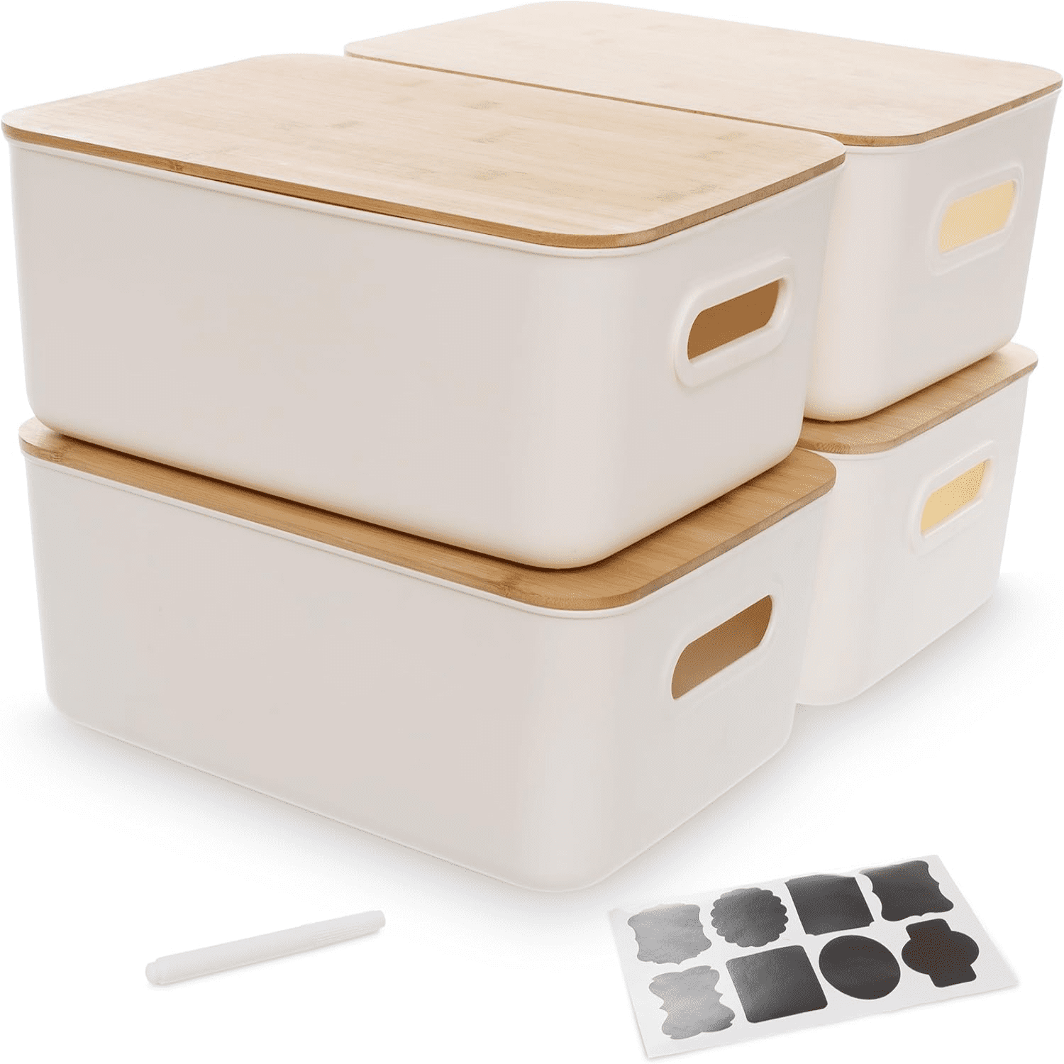 ebyiybnio Citylife 2 Packs Plastic Storage Bins with Bamboo lids ...