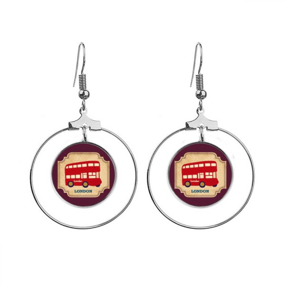 uk london double-decker bus stamp earrings dangle hoop jewelry drop ...