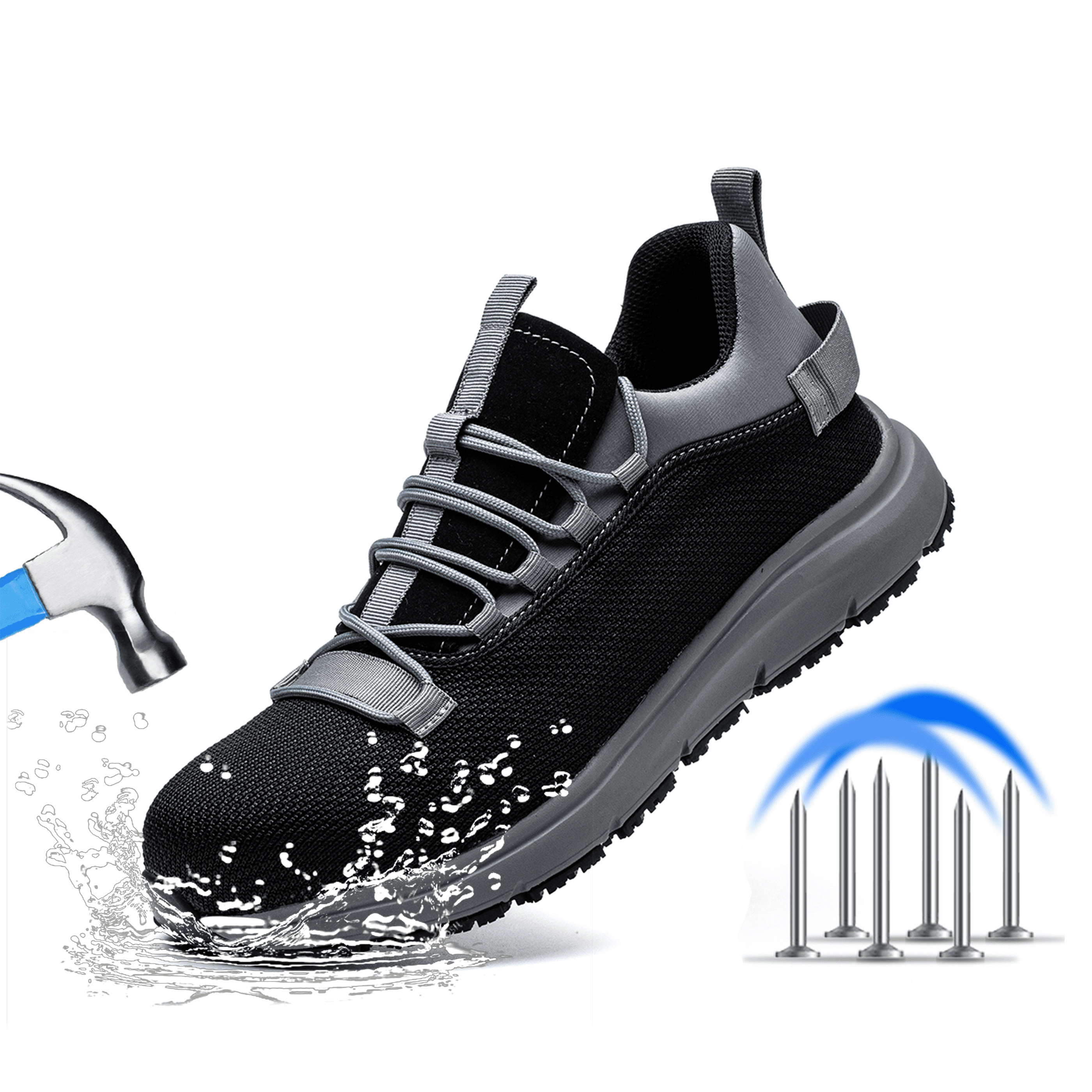 ulogu Steel Toe Shoes for Men Women Lightweight Sneakers Waterproof Non ...