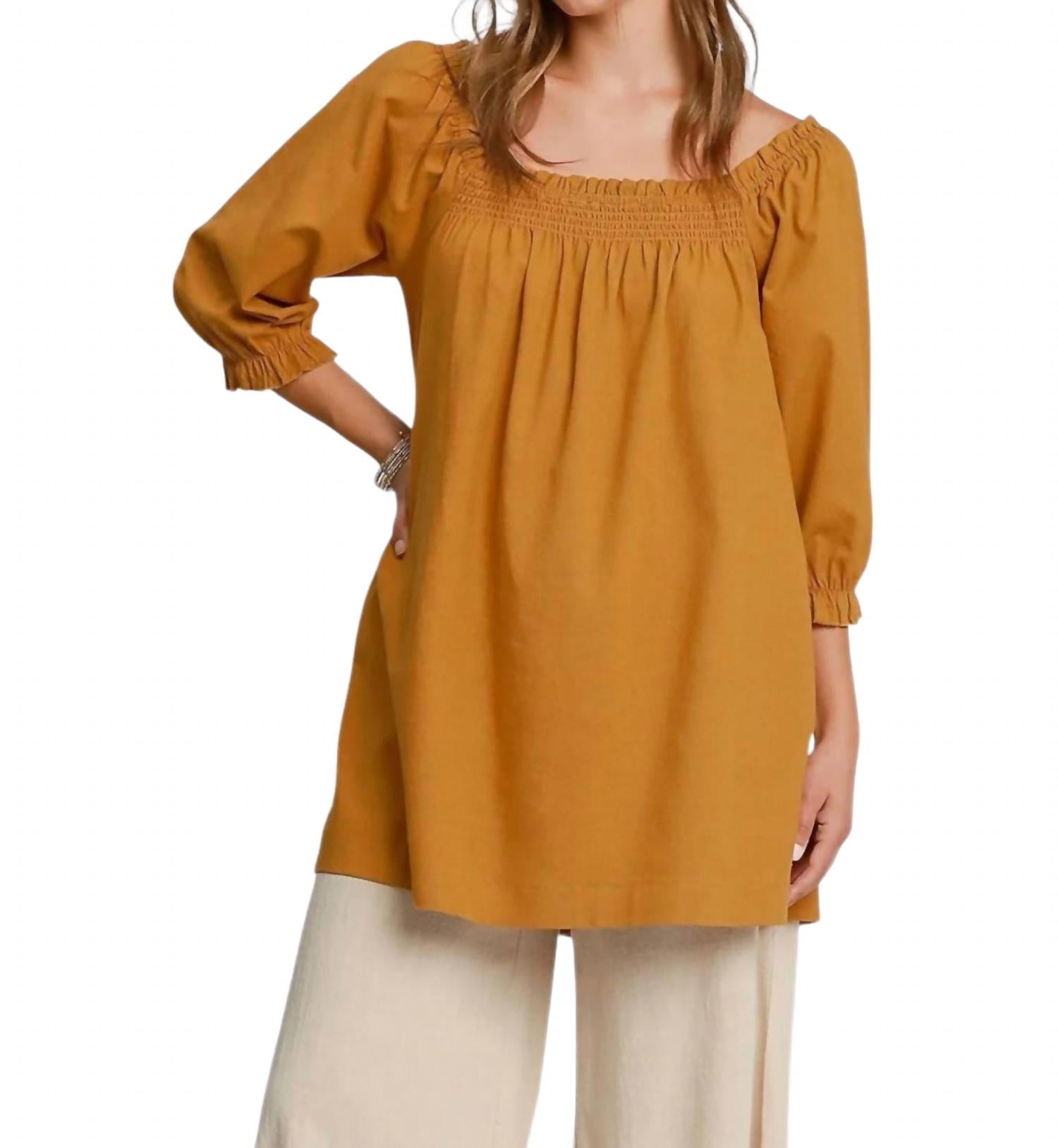 umgee Ruched Neckline Tunic Top - Walmart.com