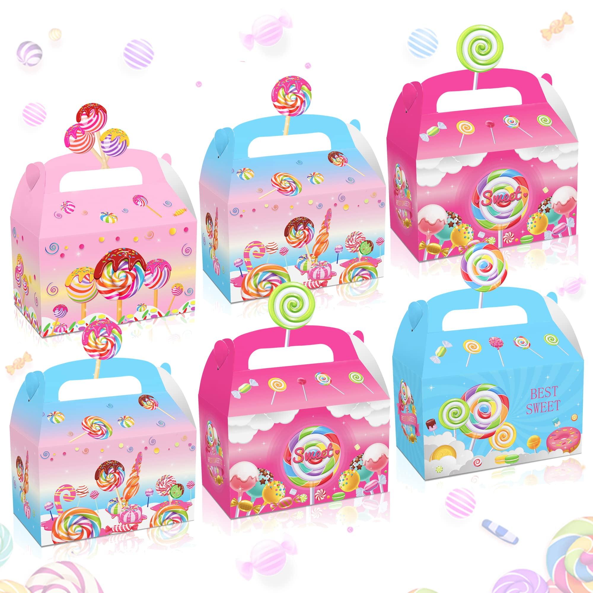 umoni 24pcsCandyland Party Favor Treat Box BSL1 Candyland Lollipop ...