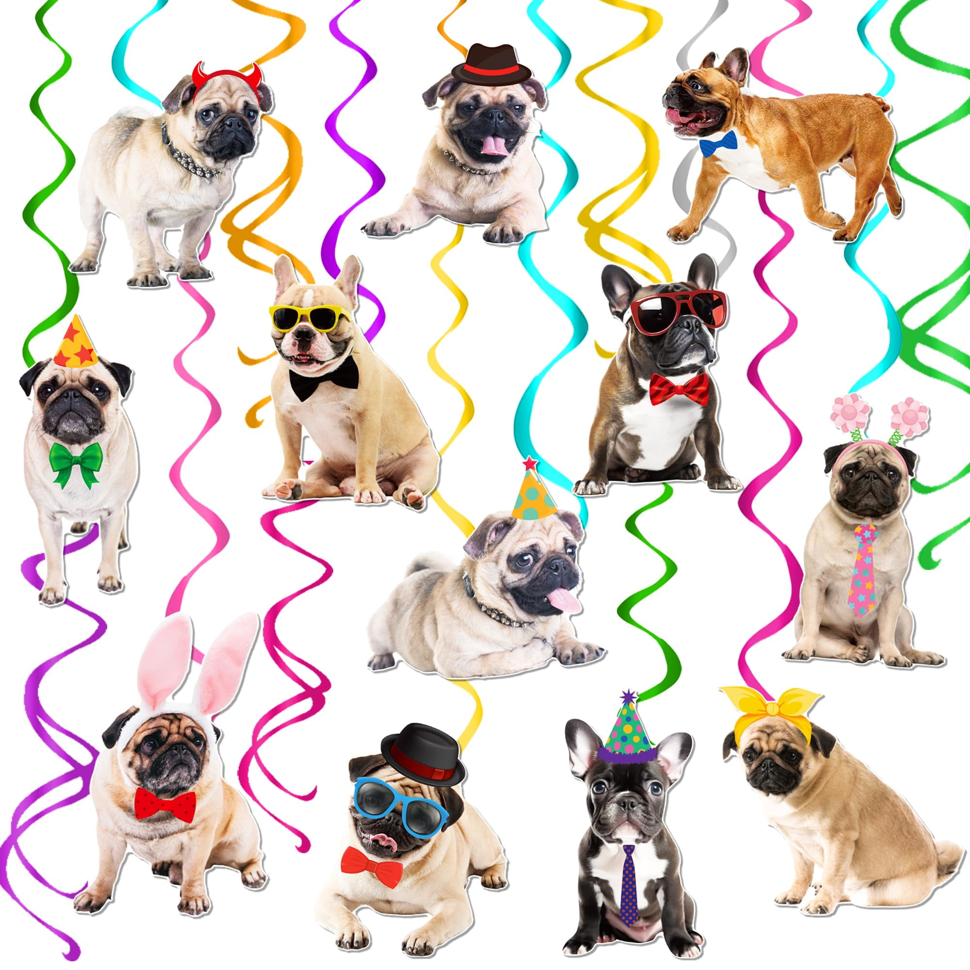 umoni Dog Hanging CORNET Swirls 20Pcs Pug Birthday Party Decorations ...