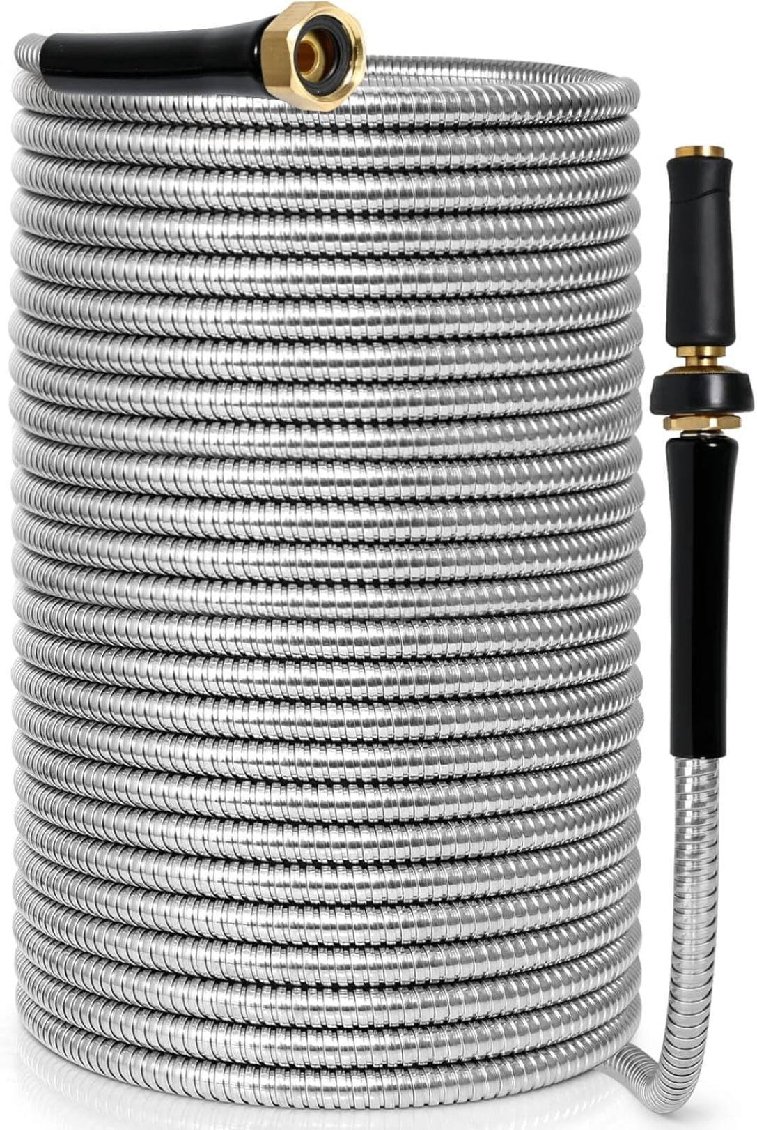 unbrand Metal Garden Hose 100 FT - 304 Stainless Steel Water Hose with ...