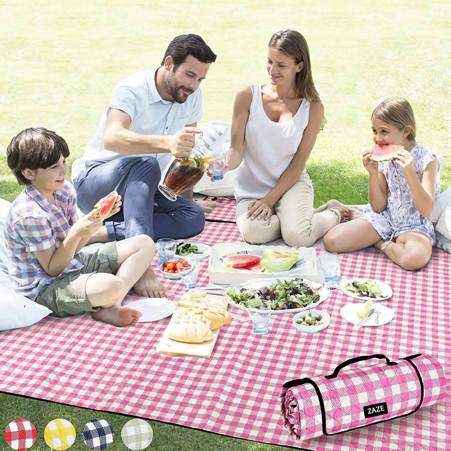 unbrand Picnic Blanket Waterproof Sandproof, 80''x80'' 3-Layer Cute ...