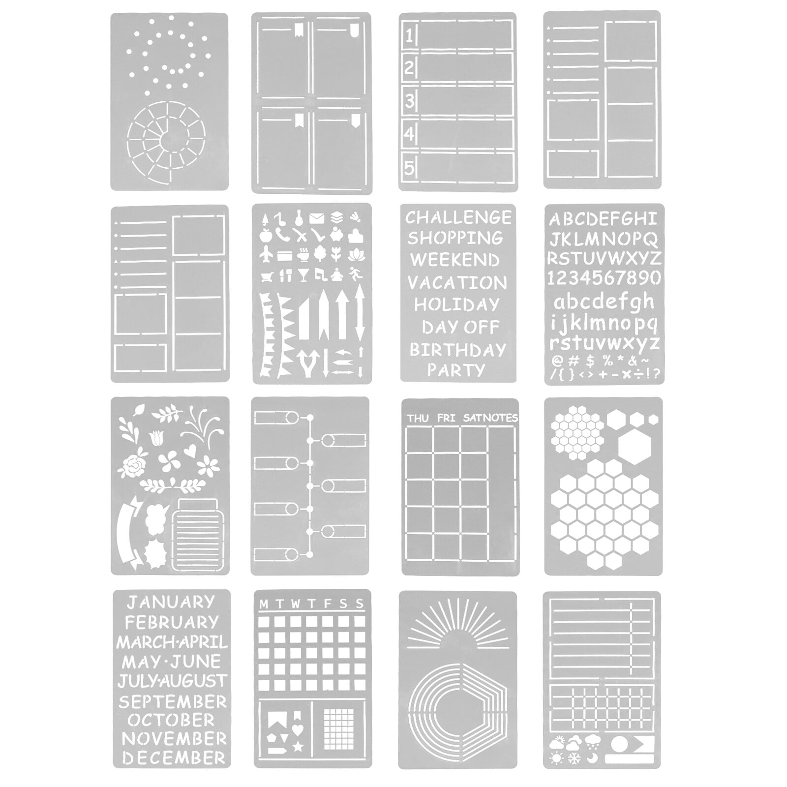 unbranded 1 Set/16pcs Journal Stencils Painting Templates Drawing ...
