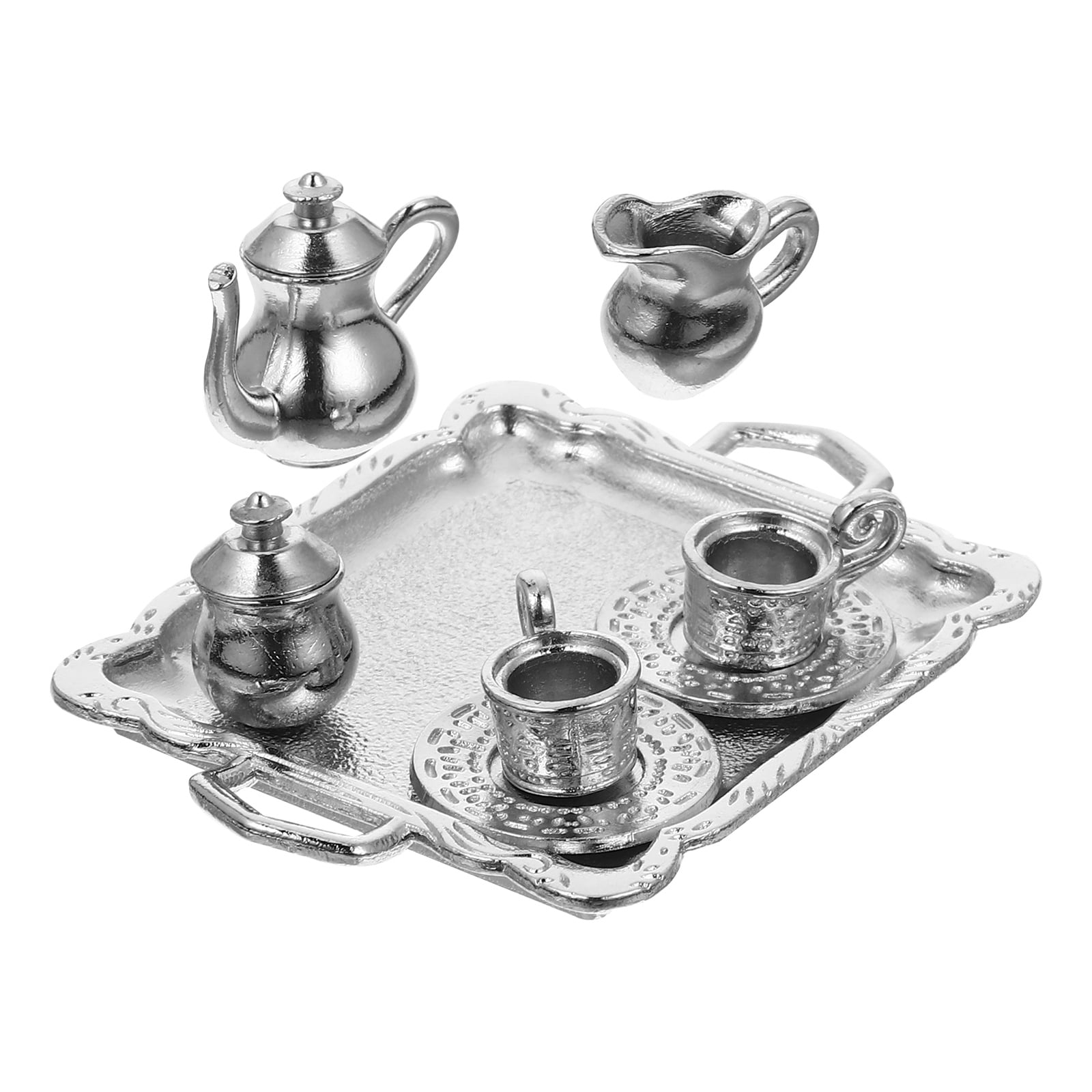 unbranded 1 Set Miniature Tea Cup Teapot Tray Miniature Tea Kettle Doll ...
