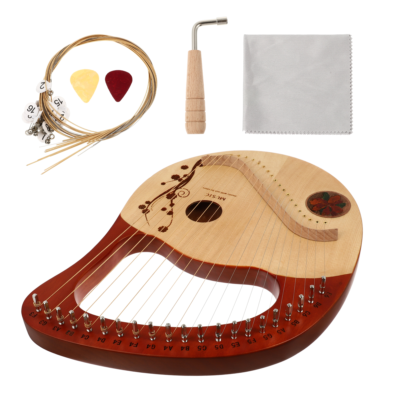 unbranded 1 Set Practical 21 String Harp Lyre Harp Ancient Style Lyre ...