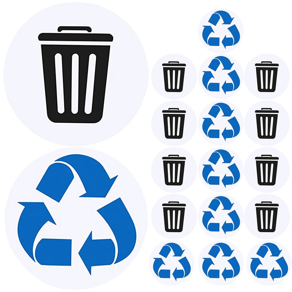 unbranded 1 Set Recycle Sticker Self-Adhesive Trash Bin Sign Label ...