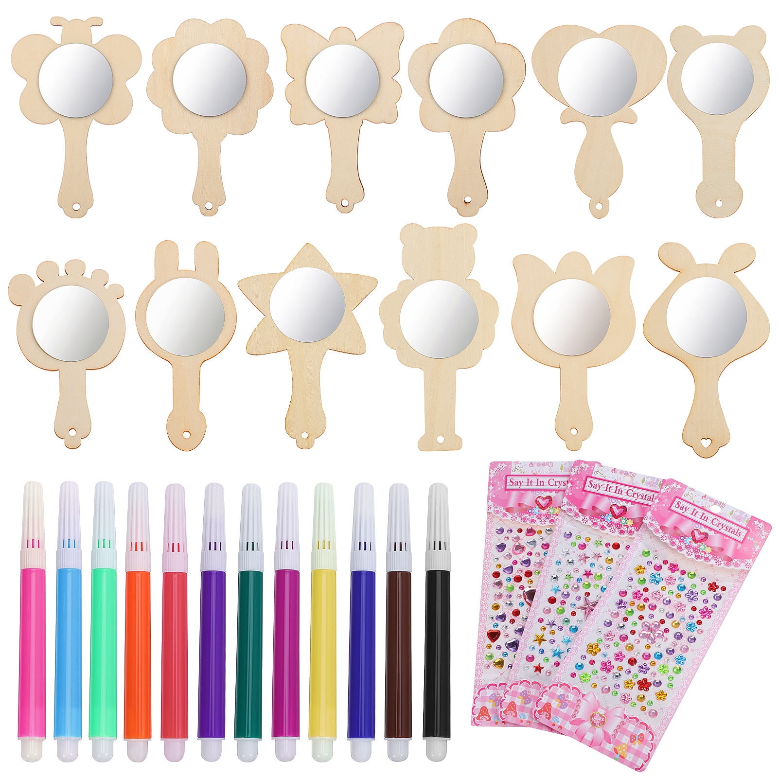 unbranded 1 Set Small Hand Mirror with Handle Craft Design for Children ...