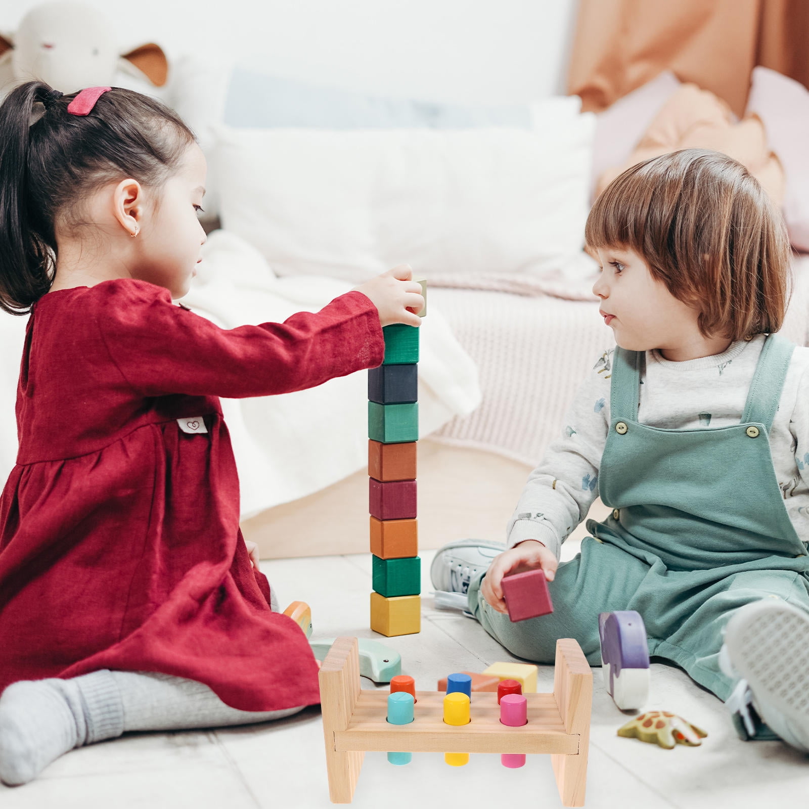 unbranded 1 Set Wooden Hammer Toy Nail Platform Toys For Playtime ...