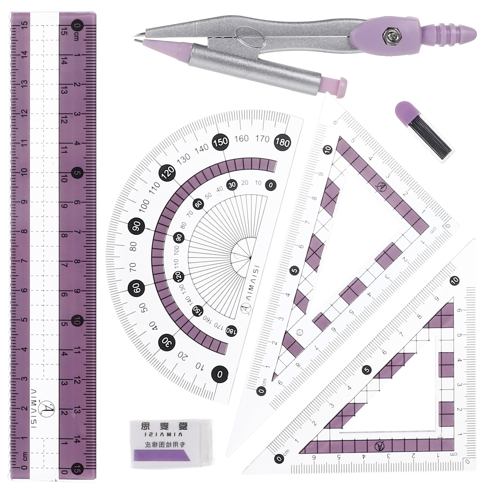 unbranded 1 Set of Multi-functional Ruler Kit Compass and Protractor ...