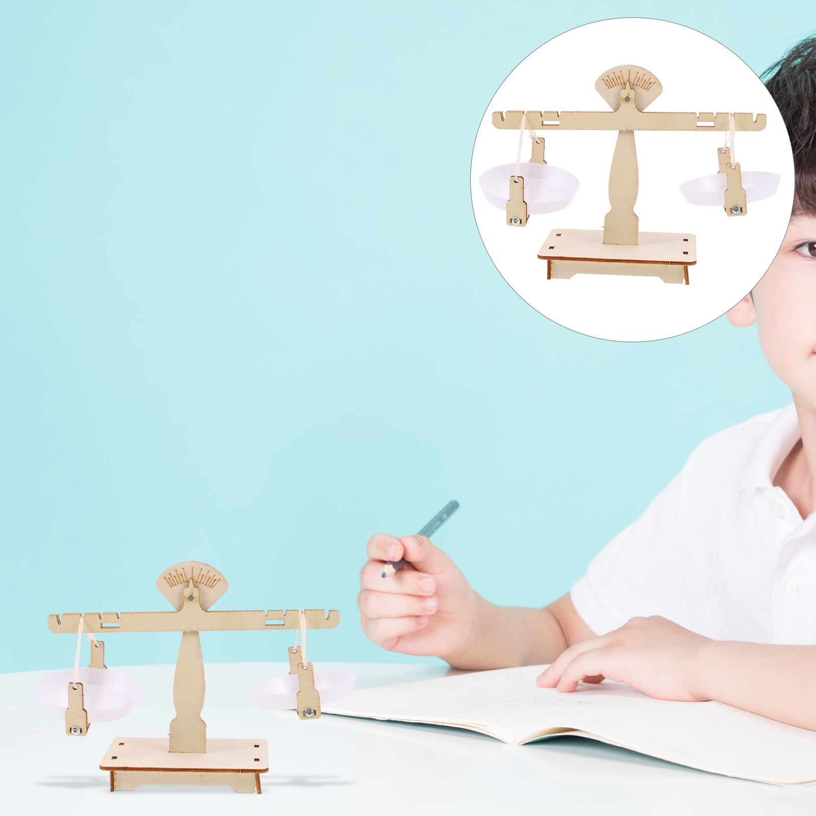 unbranded 1 Set of Wooden Balance Scale Toy Small Weight Cognitive Toy ...