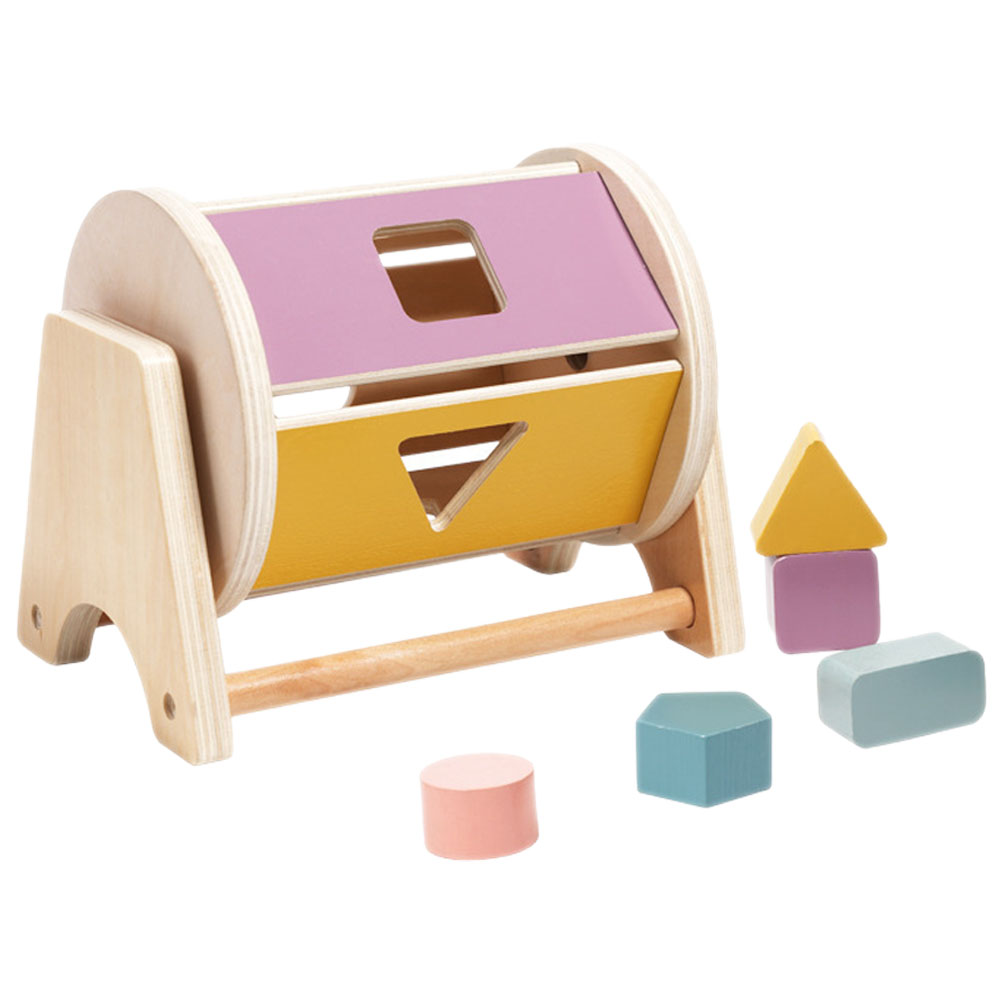 unbranded 1 Set of Wooden Rolling Shape Sorter Cube Shape Sorting Drum ...