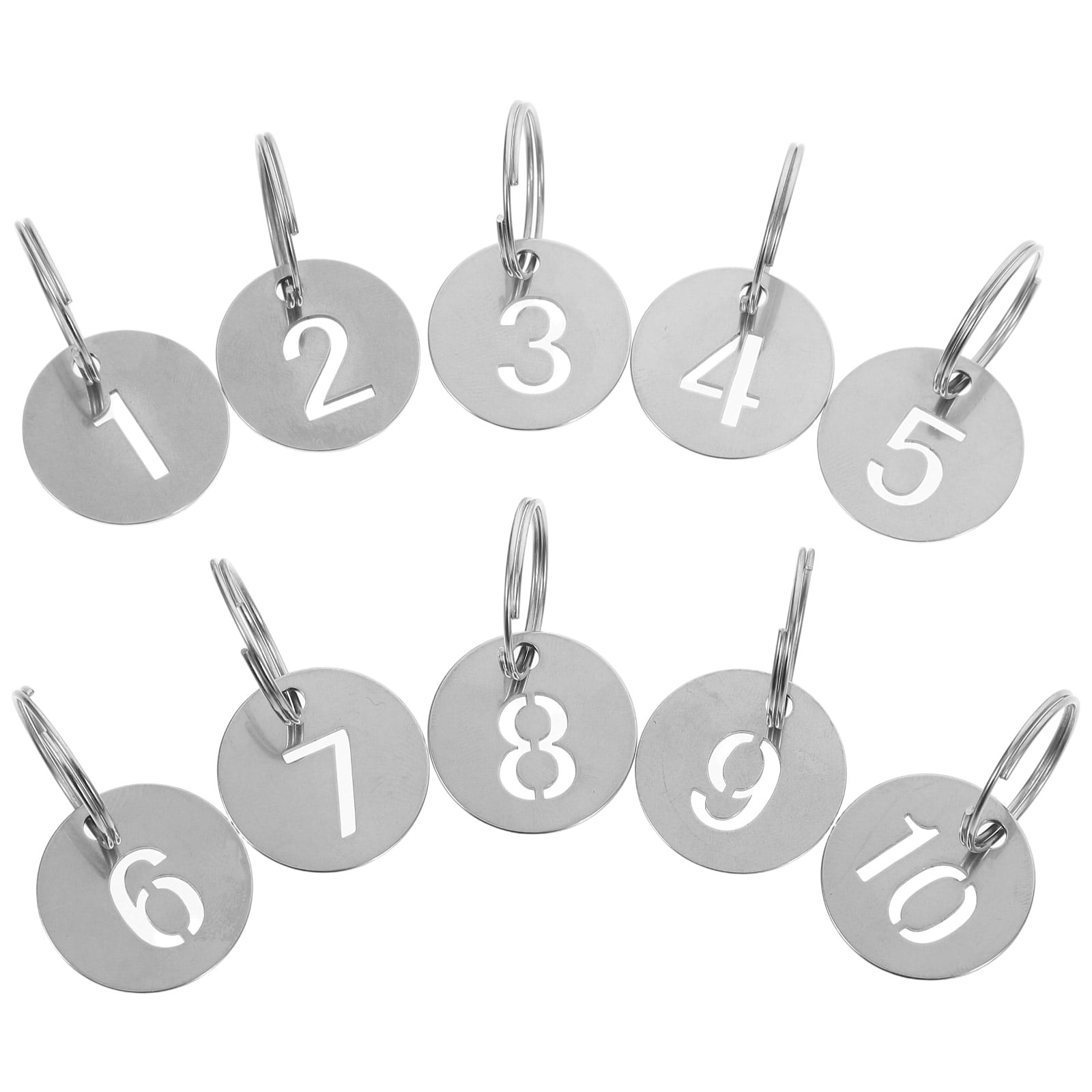 unbranded 10 Pcs Metal Number Tags Nameplate Key Chain Ring Label ...