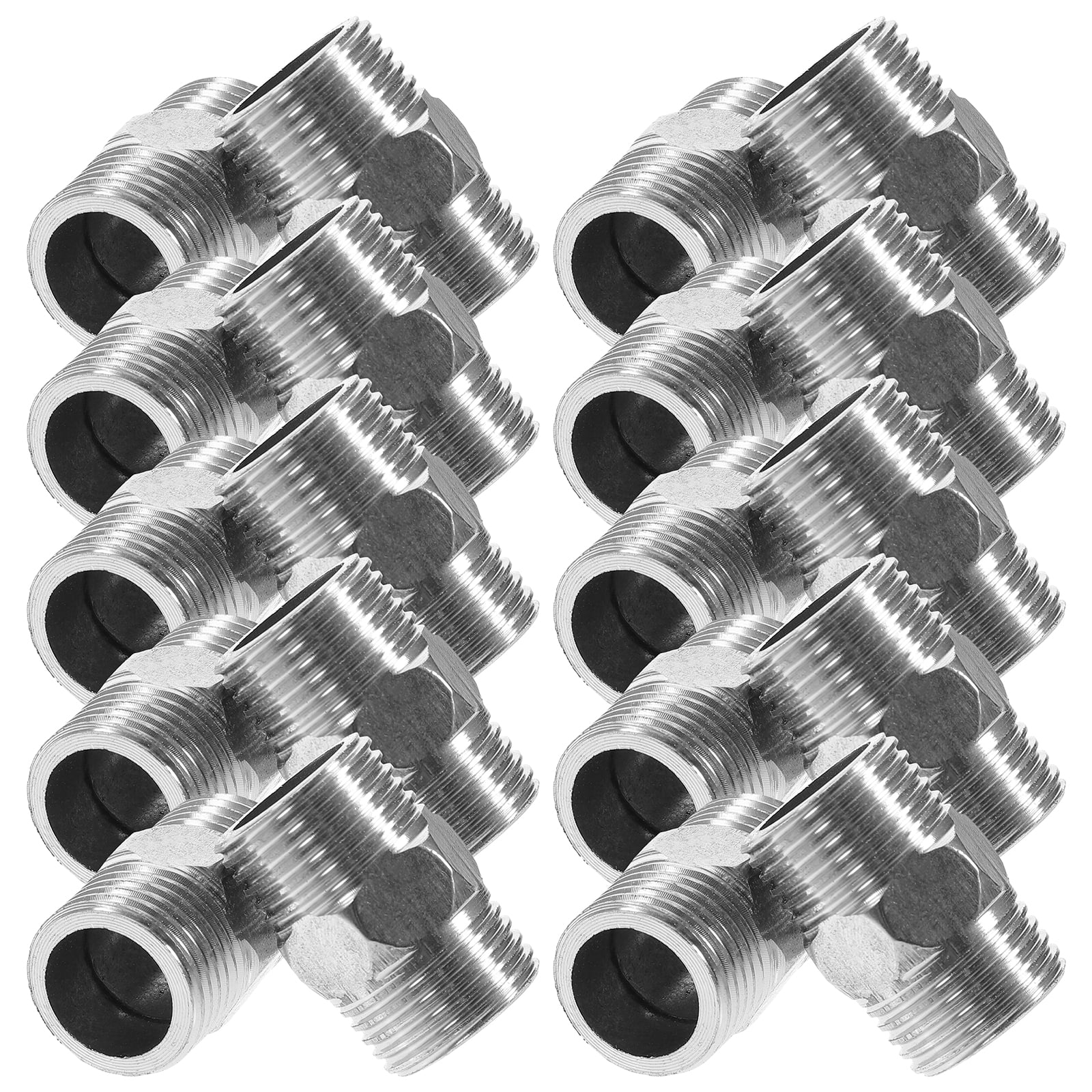 unbranded 10 Pcs Stainless Steel Fittings Threaded Pipe Connector Hose ...