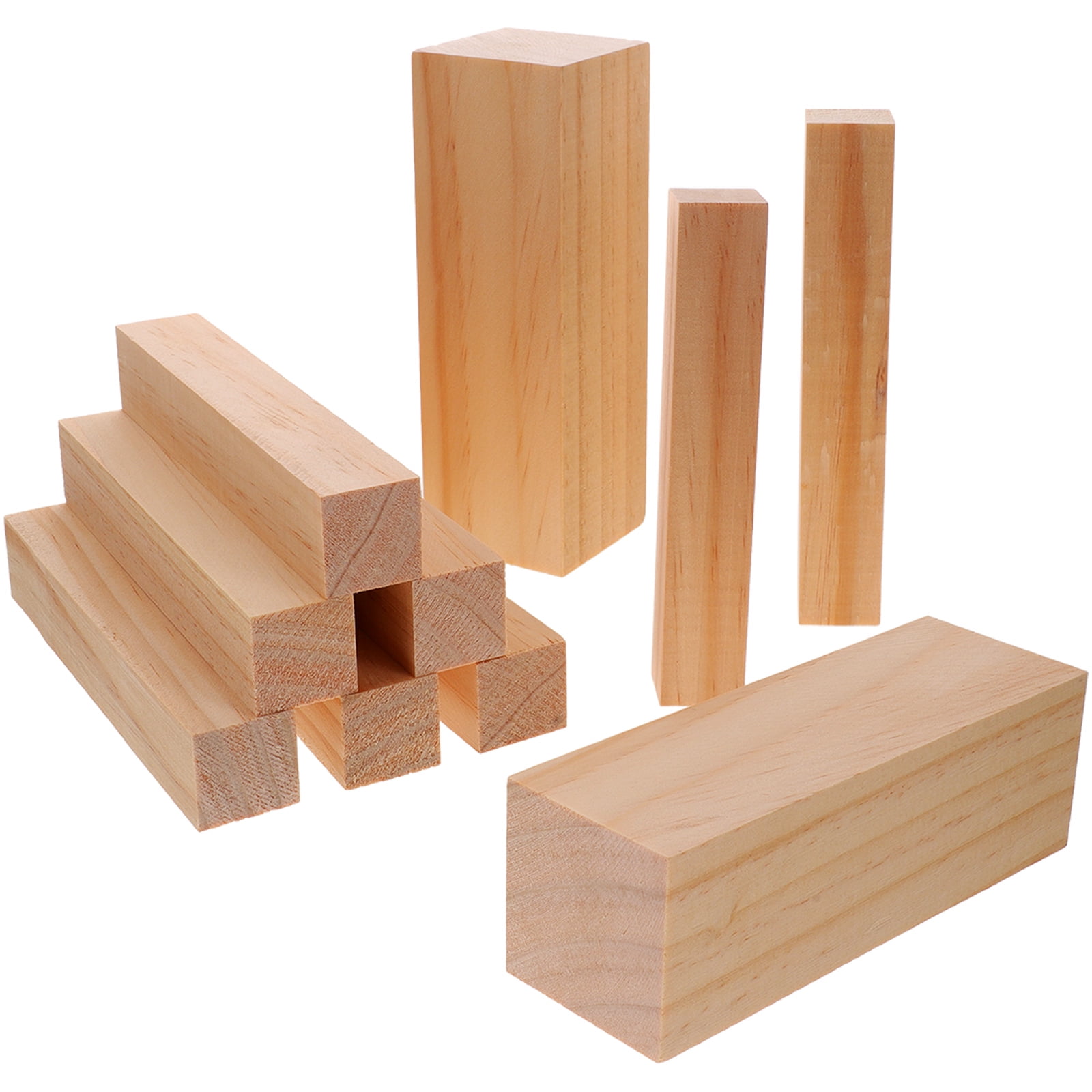 jojofuny Unfinished Wood Blocks Wood 10Set 5.9X2X2in - Walmart.com