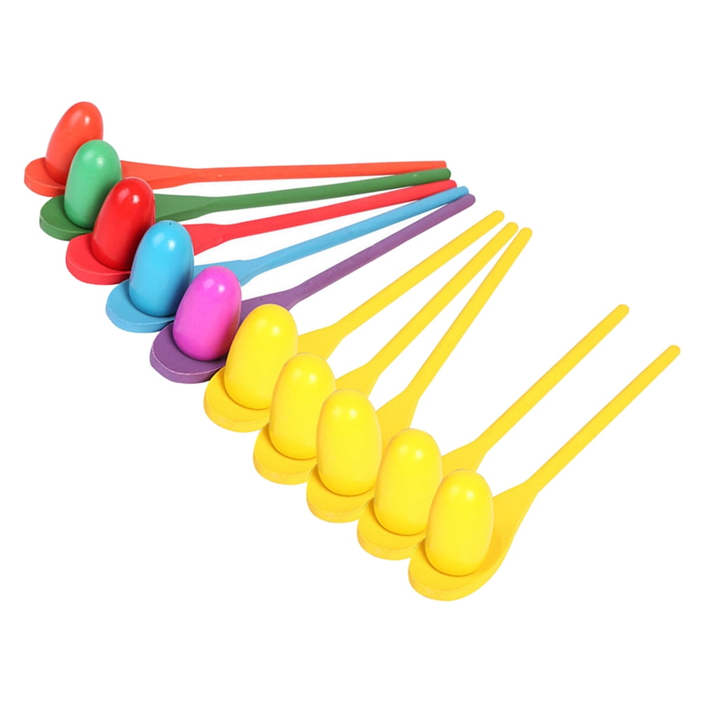 unbranded 10 Sets Egg Spoon Race Set Wooden Spoon Toss Weekend Game Toy ...