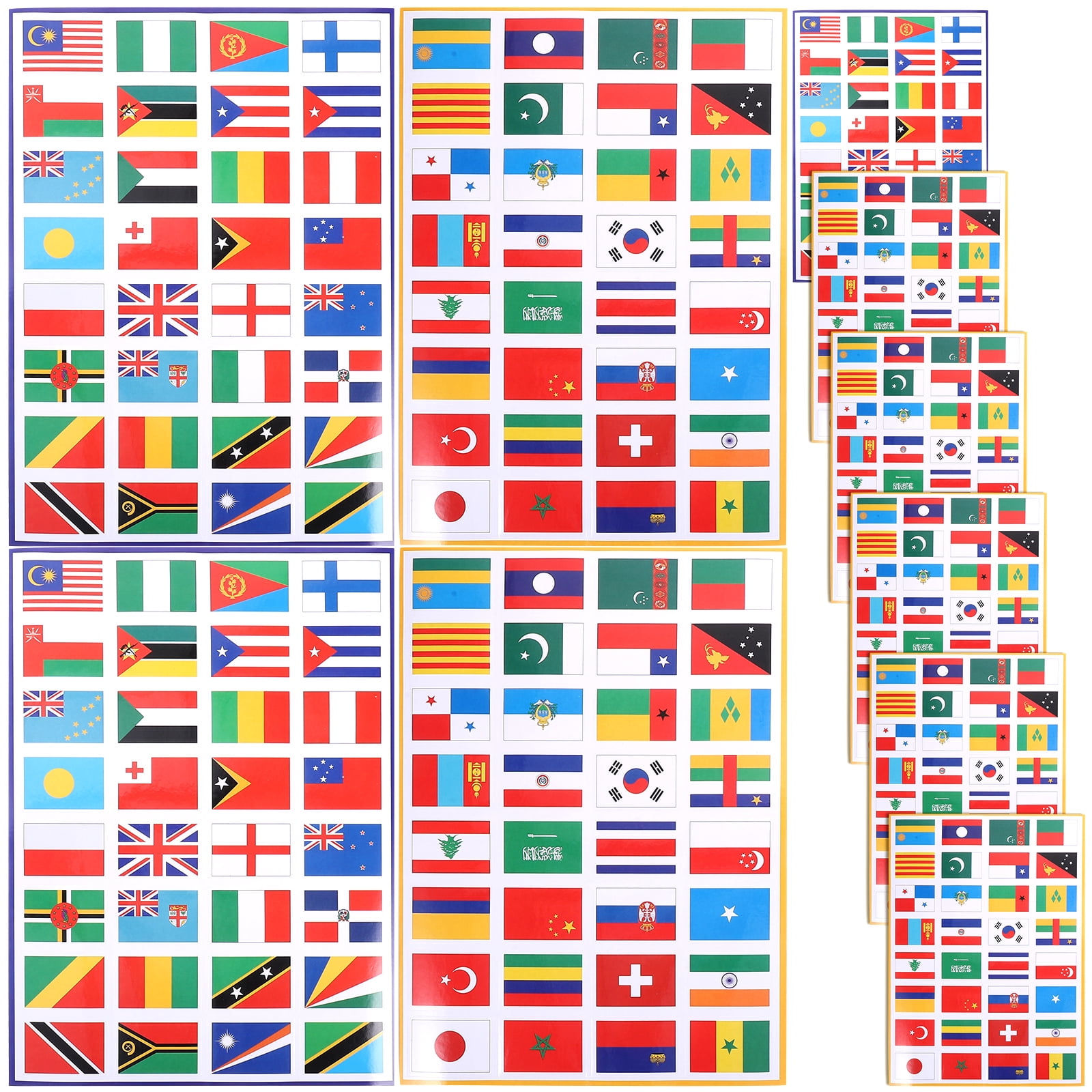 unbranded 10 Sheets of Country Flag Stickers PVC Adhesive Flag Stickers ...
