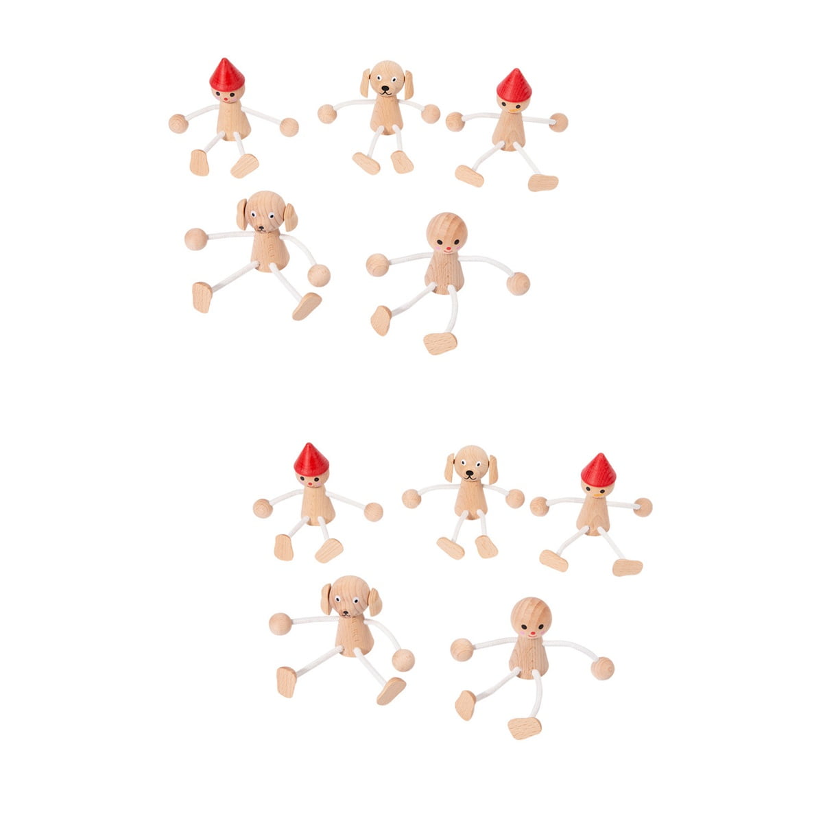 unbranded 10 pcs Wood Peg Dolls Movable Leg Arm Doll Animal Design ...