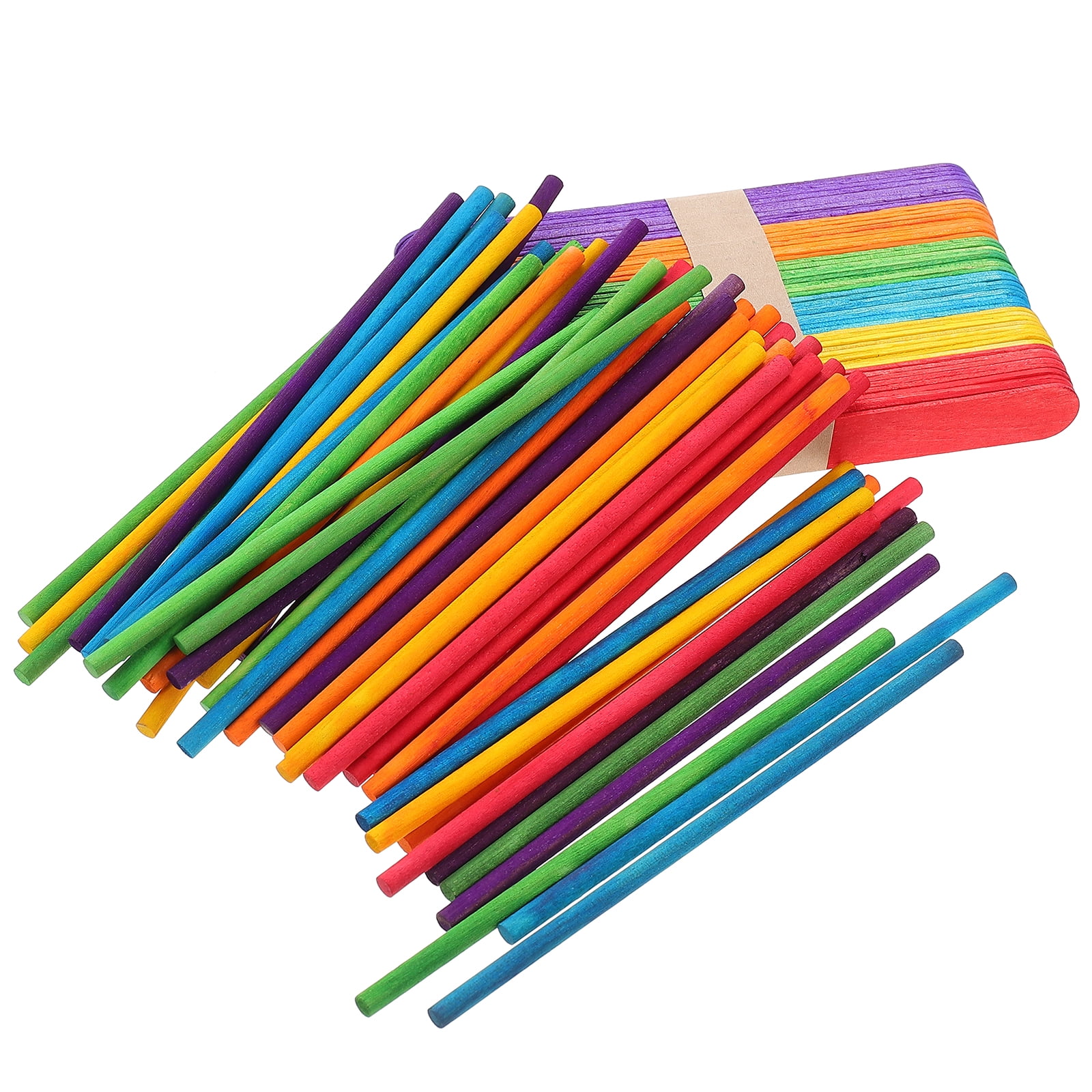 unbranded 100 Pcs Jumbo Popsicle Wooden Stick Child 15X1.7cm Colorful ...