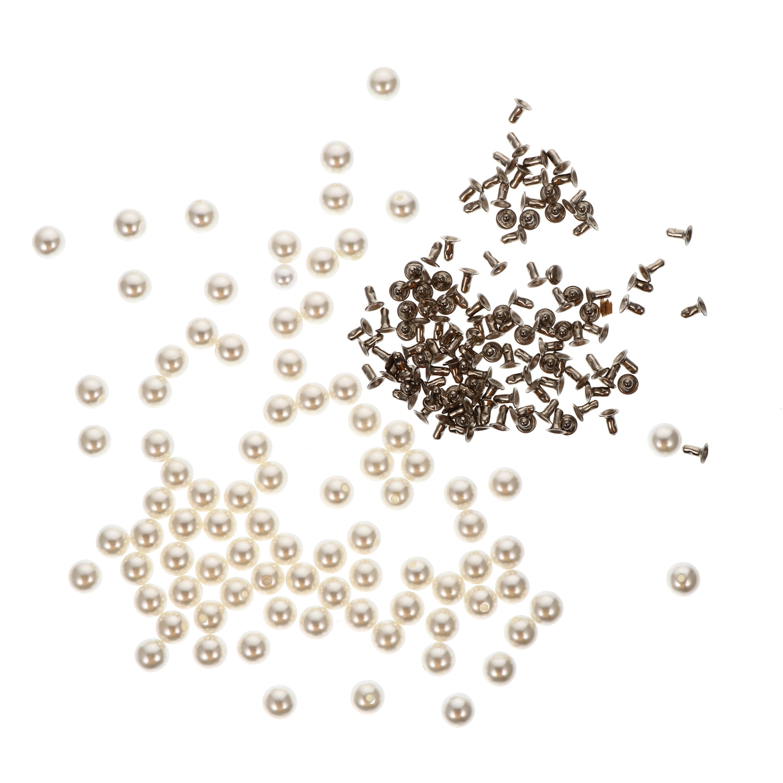 100Pcs Embellished Pearl Buttons for Crafting Golden Color Round Shape ...