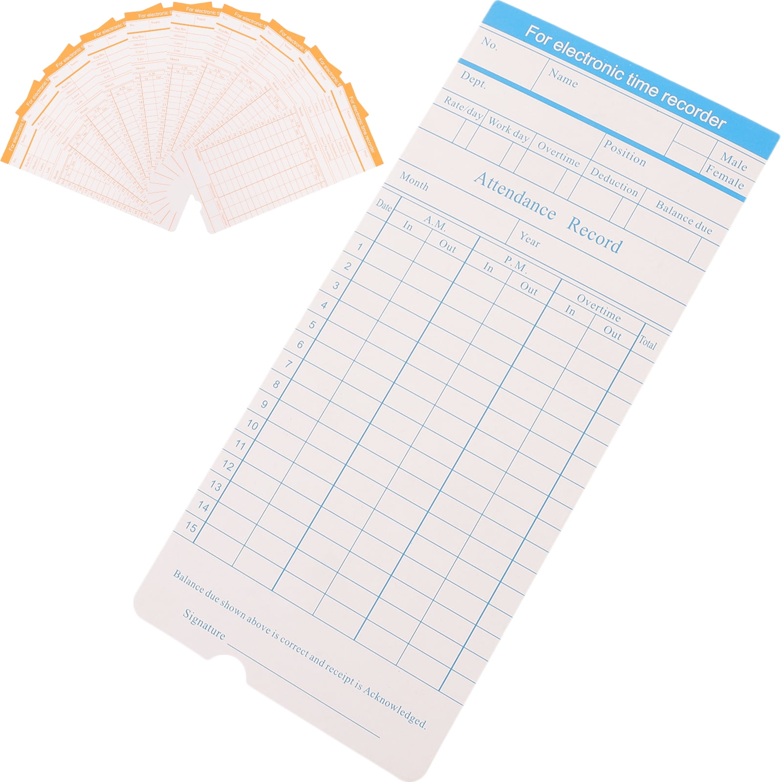 unbranded 100 Sheets Attendance Paper Jam Clock Card Machine Cards ...
